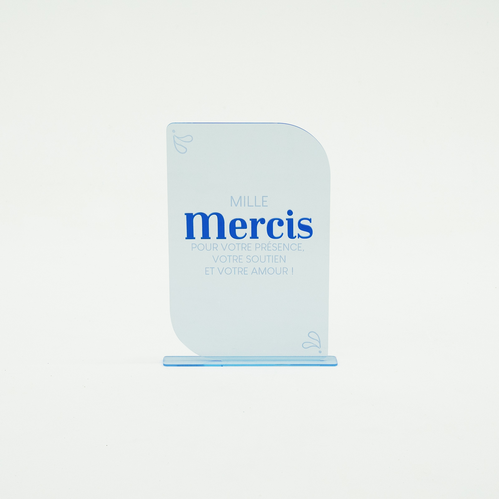 Panneau Blue Mediterraneo Merci 19x30 cm acrylique bleu transparent ...